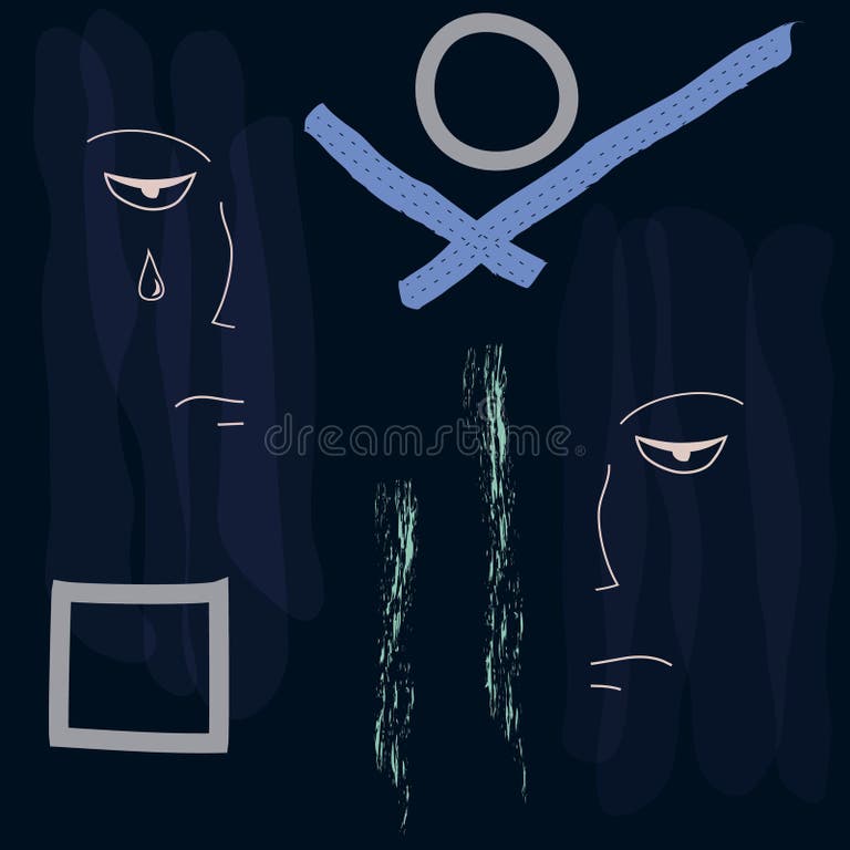 Creative Art Header with Face Different Shapes and Textures. Hand Drawn ...