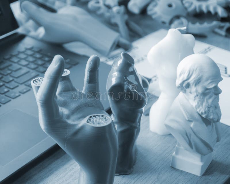 Creative Art Models Printed 3D Printer. Different Objects Created 3D ...
