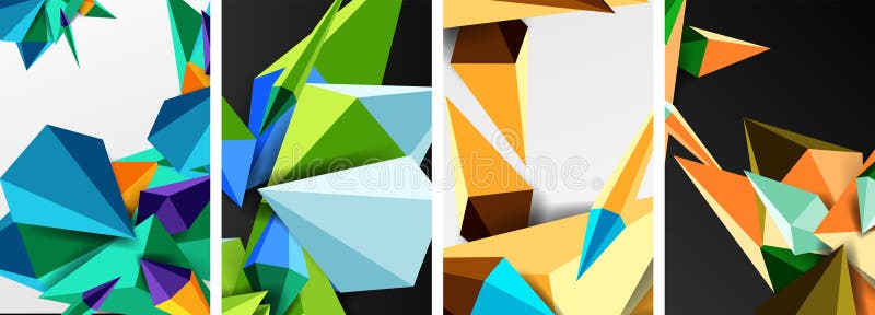 A Creative Art Piece with a Collage of Colored Triangles on a Black ...
