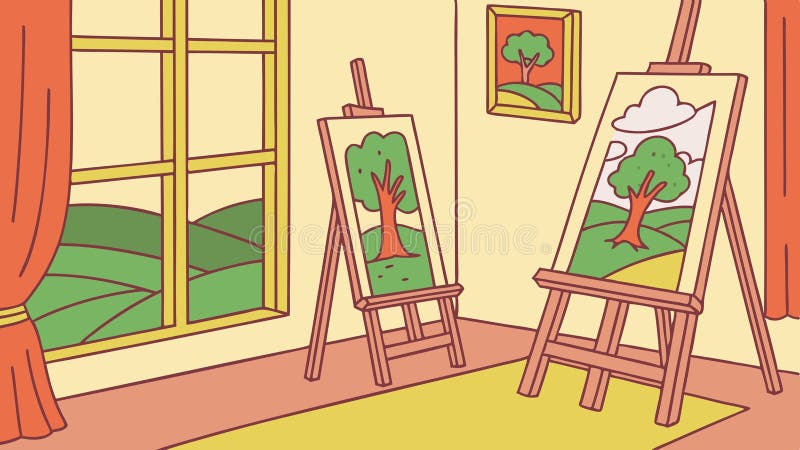 Creative Art Studio Scene, Painting and Artistic Expression, Vector ...