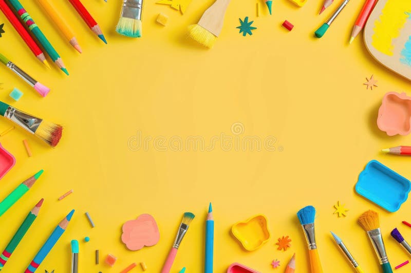 Creative Art Supplies Background with Vibrant Colors for Design, Poster ...