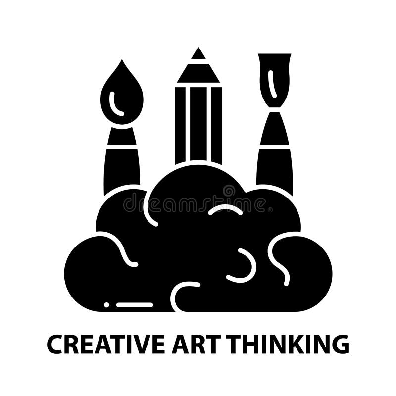 Creative Art Thinking Icon, Black Vector Sign with Editable Strokes ...