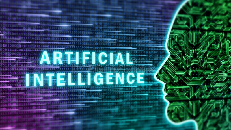 Creative Artificial Intelligence Illustration with Human Face Stock ...