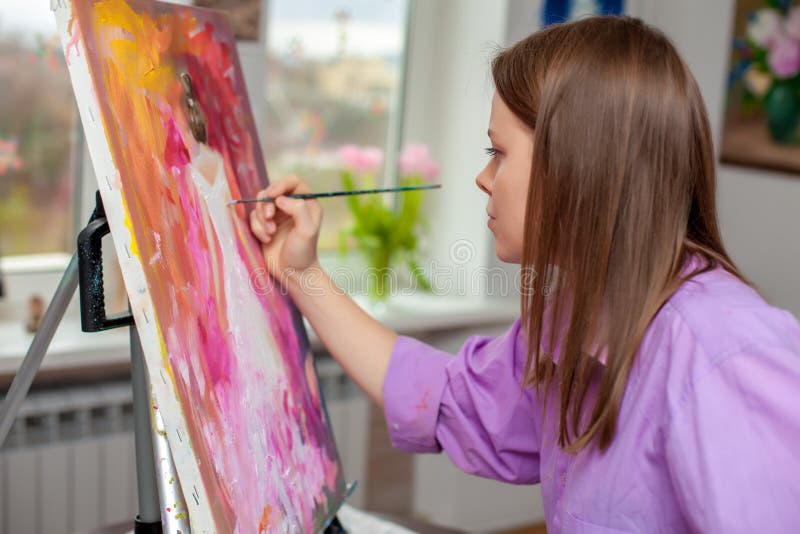 Creative Artist for Drawing in the Studio Stock Image - Image of ...