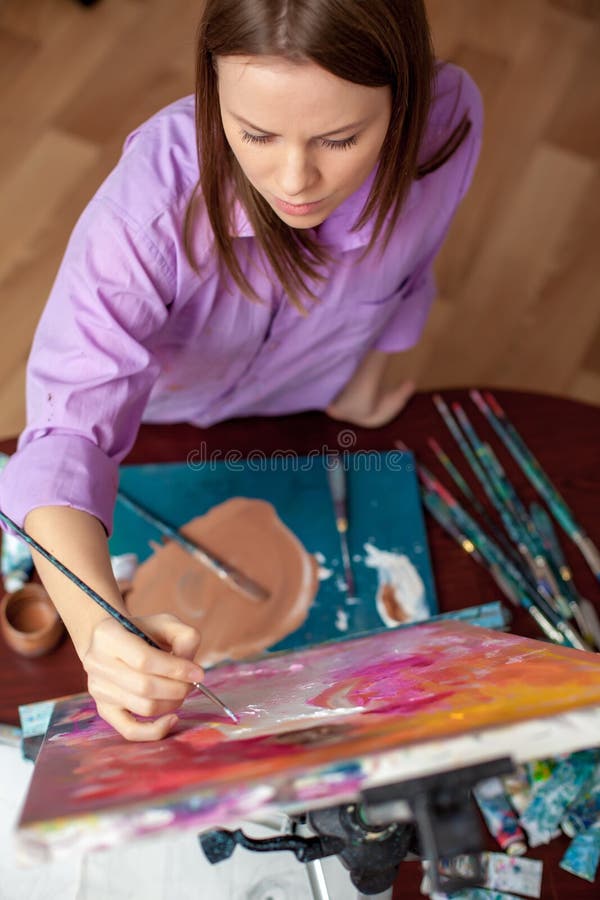 Creative Artist for Drawing in the Studio Stock Image - Image of artist ...