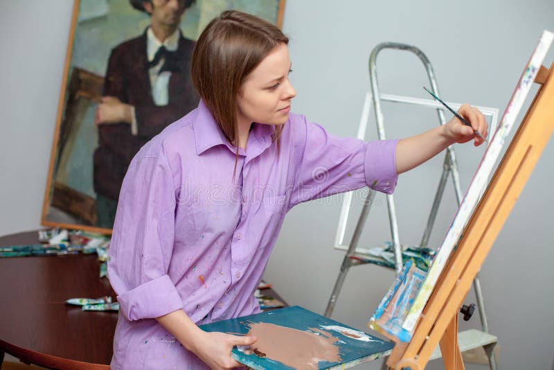 Creative Artist for Drawing in the Studio Stock Image - Image of ...