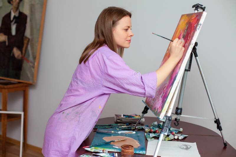 Creative Artist for Drawing in the Studio Stock Image - Image of ...