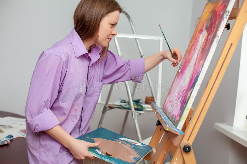 Creative Artist for Drawing in the Studio Stock Image - Image of ...