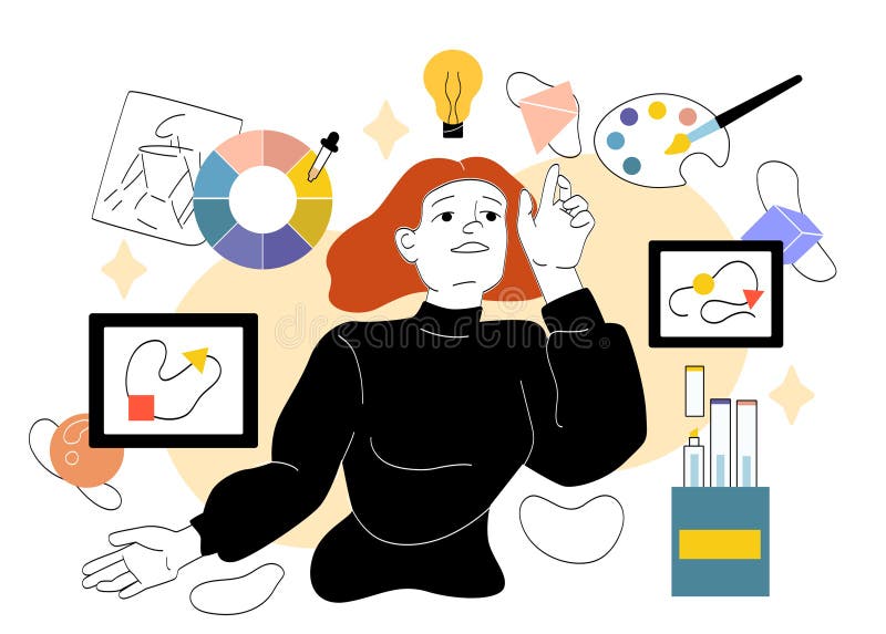 Creative Artist Thinking Illustration. Vector Illustration Stock Vector ...