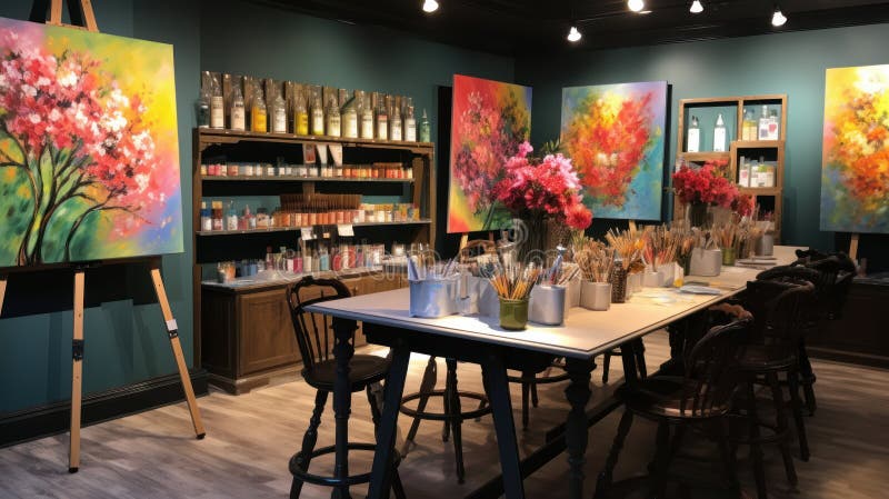 Creative Artist Workplace Room, Art Workshop Stock Image - Image of ...