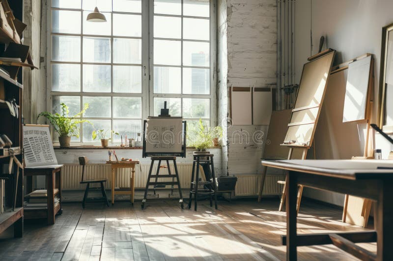 Creative Artist Workplace Room. Workshop or Creative Class. Art Studio ...
