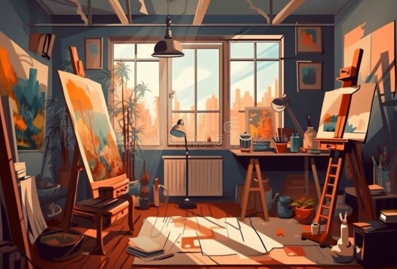Creative Artist Workplace Room No People Hobby Stock Illustration ...