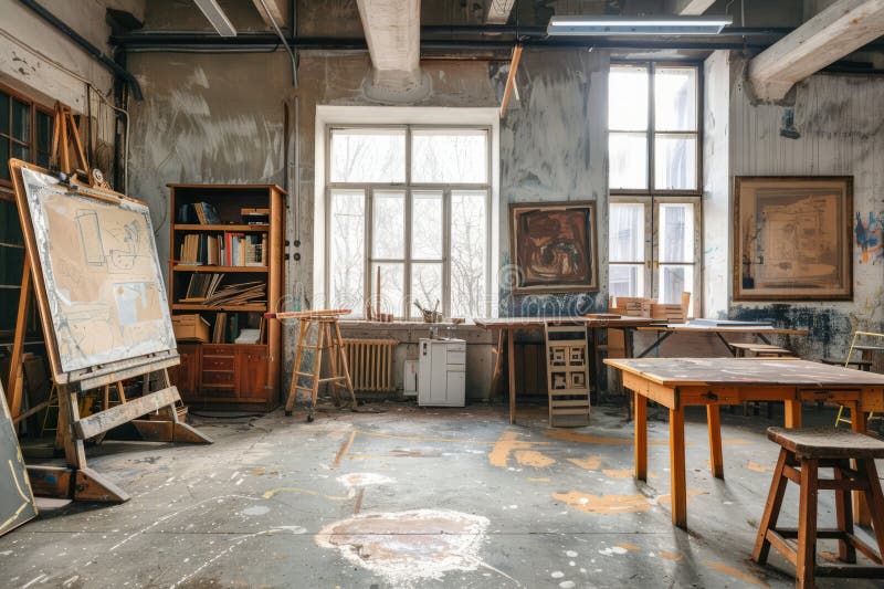Creative Artist Workplace Room. Workshop or Creative Class. Art Studio ...