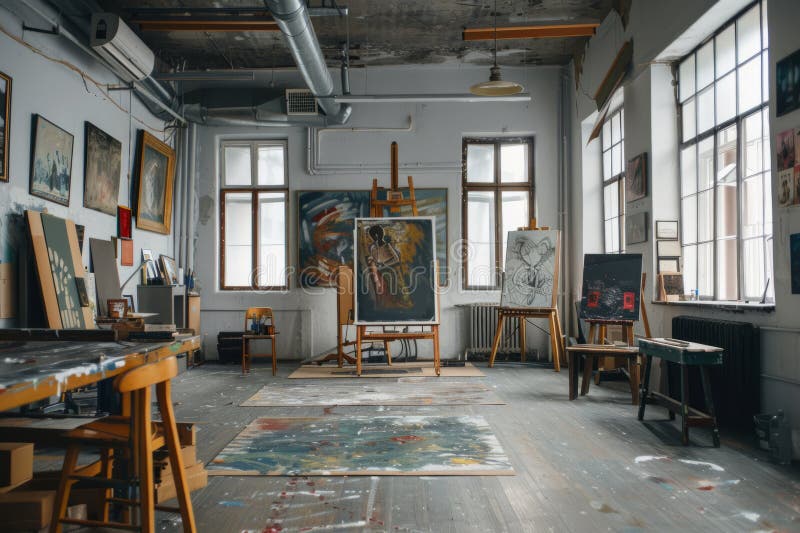 Creative Artist Workplace Room. Workshop or Creative Class. Art Studio ...