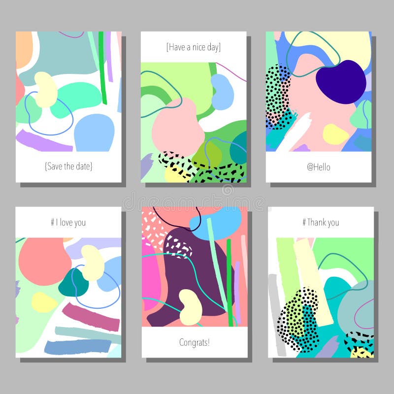 Creative Artistic Cards Set. Vector Illustration. Hand Drawn Elements ...