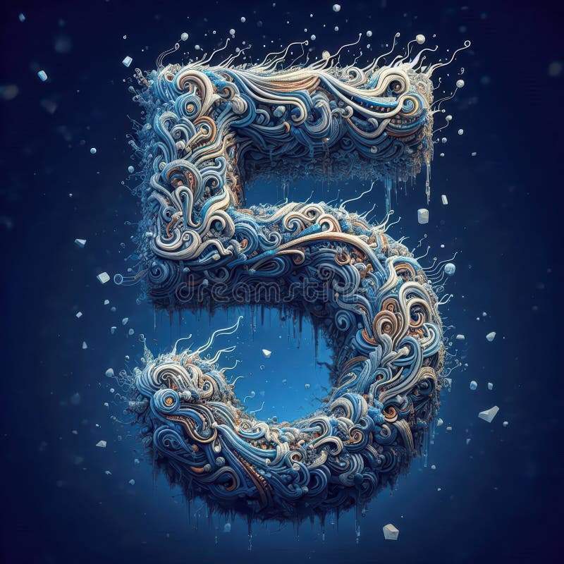 Creative Artistic Representation of the Number Five with Intricate ...