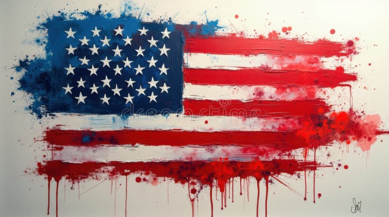 Artistic Paint Representation of the USA Flag Stock Photo - Image of ...