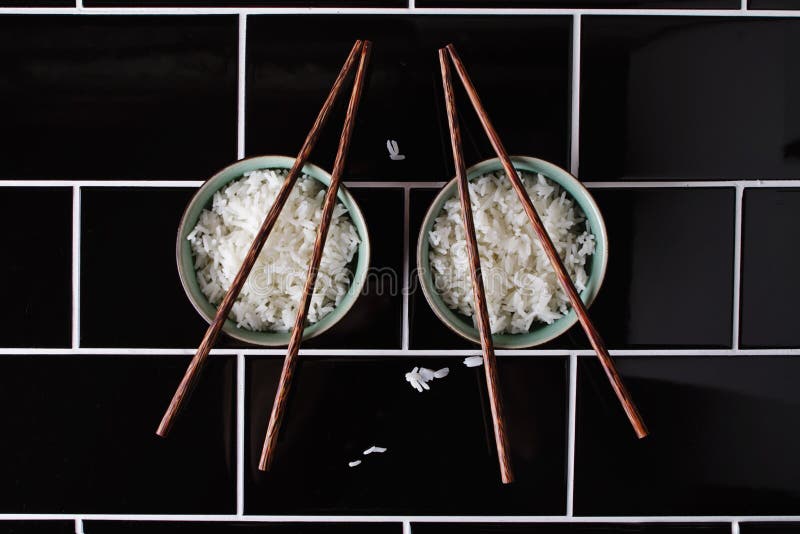 Creative Artistic Shapes Using Bowl of Rice and Chopsticks Stock Image ...