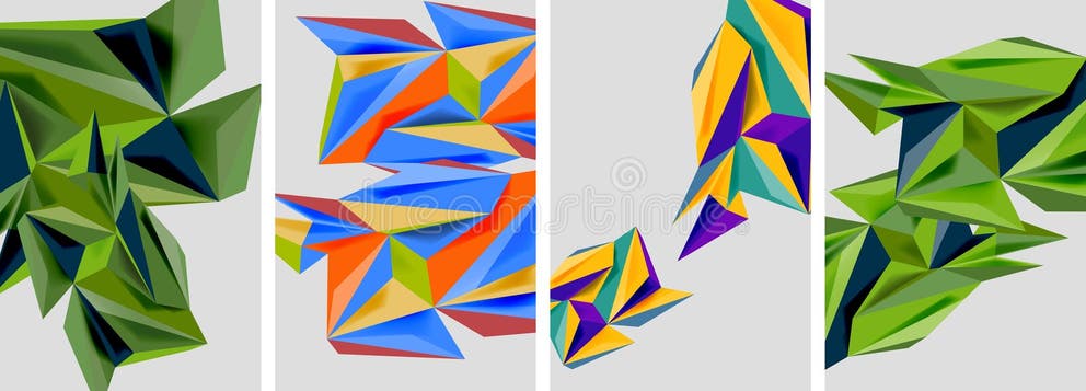 Creative Arts Composition with Four Colored Triangles on White ...