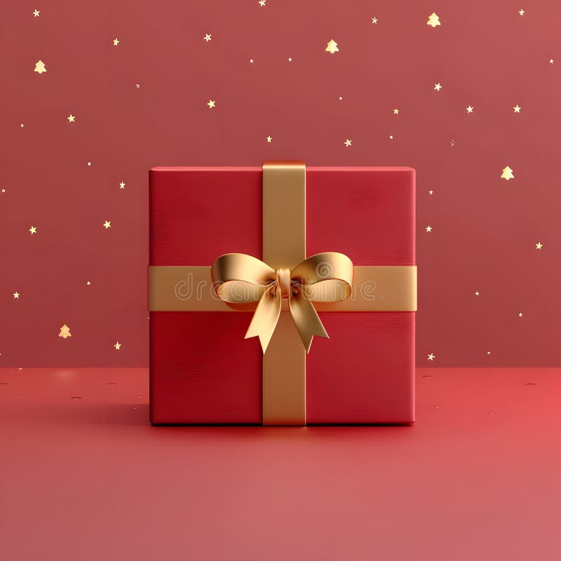 Creative Arts Gift Red Box with Gold Ribbon on Background Stock Photo ...