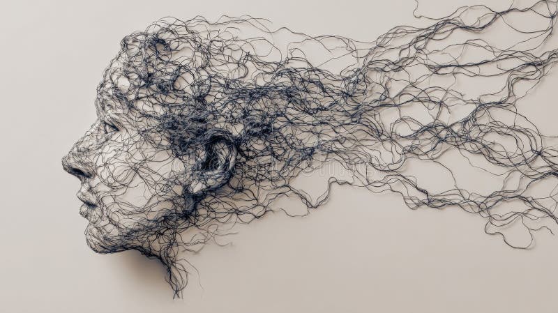 Tangled Thoughts Gradually Transform into Peaceful Lines Depicting ...