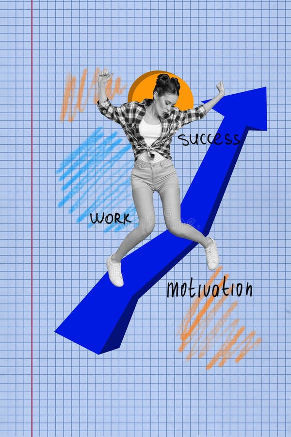 Creative Artwork Collage of Young Lady Dance on Pointer Cursor Success ...