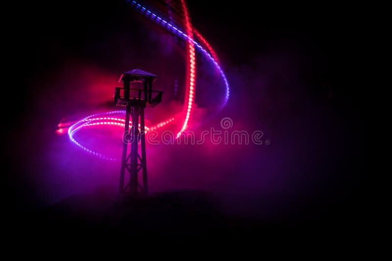 Old Army Watchtower In Abandoned Military Base At Night Stock Image ...