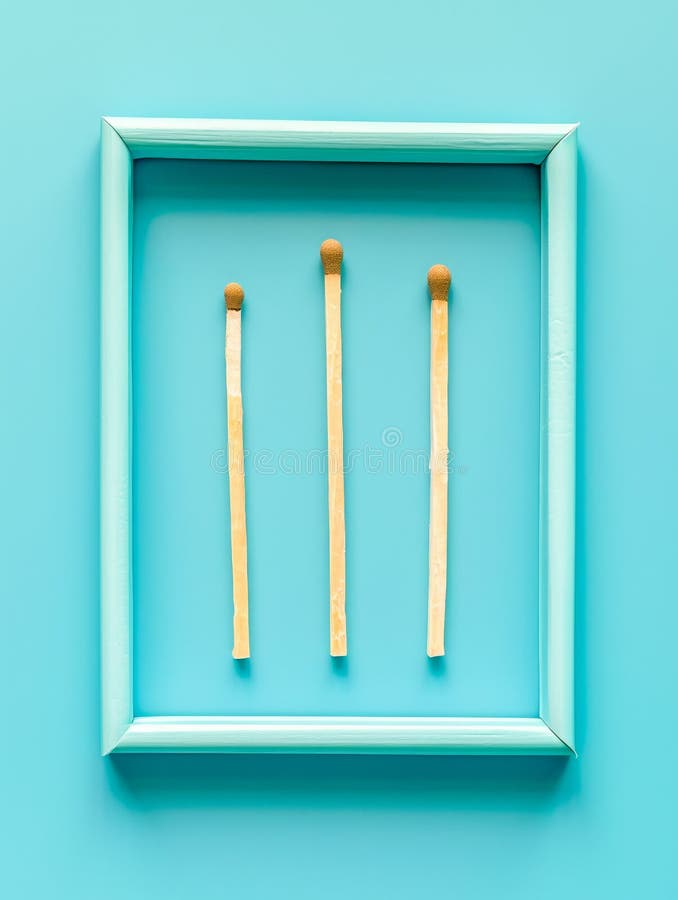 Creative Artwork Featuring Three Matches in a Rectangular Frame on ...