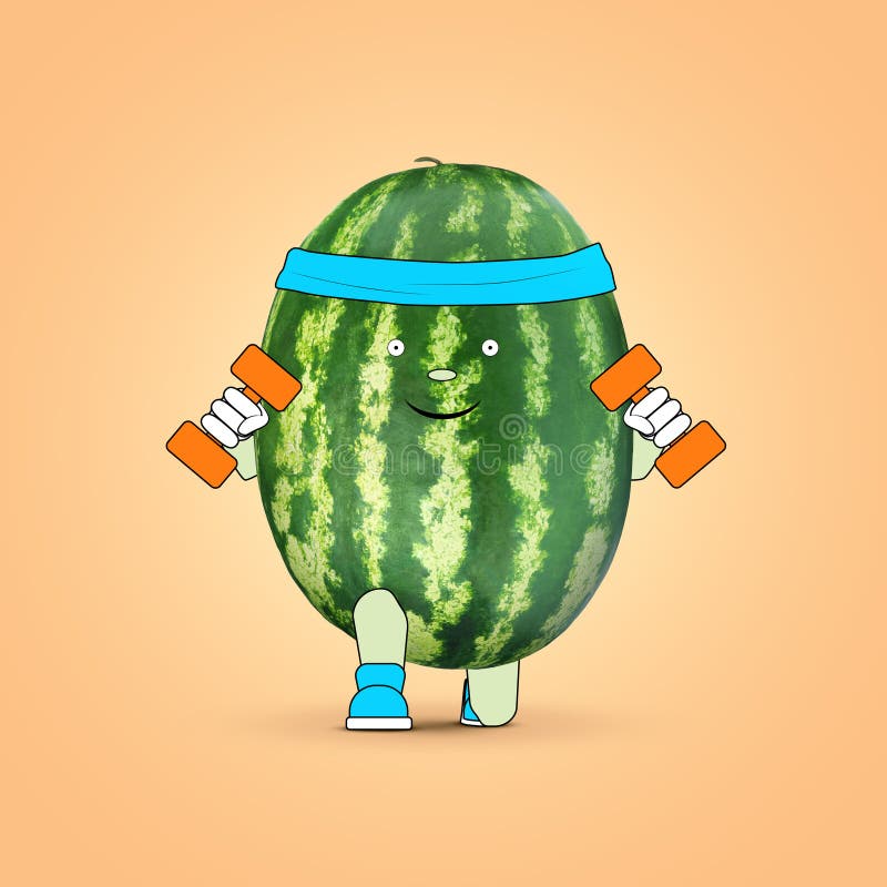 Happy Watermelon Cartoon. Generative AI Stock Photo - Image of natural ...