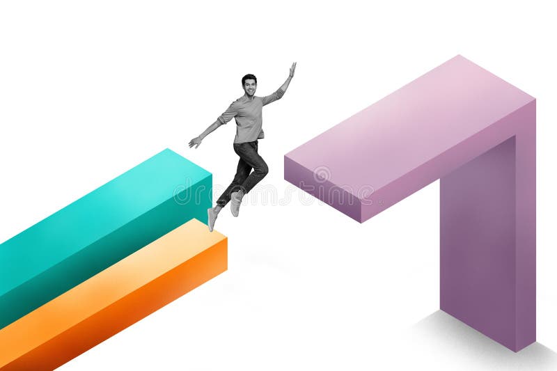 Creative Artwork Template Collage of Funky Impressed Guy Jumping 3d ...
