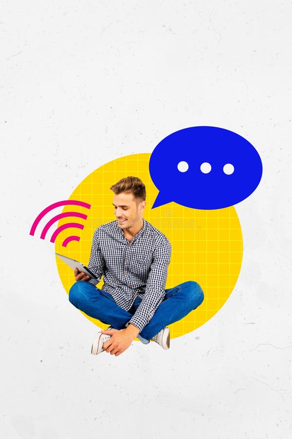 Creative Artwork Template Sketch Image 3D Collage of Note Texting ...