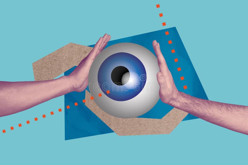 Creative Artwork Template Sketch Image 3D Collage of Optical Eyesight ...