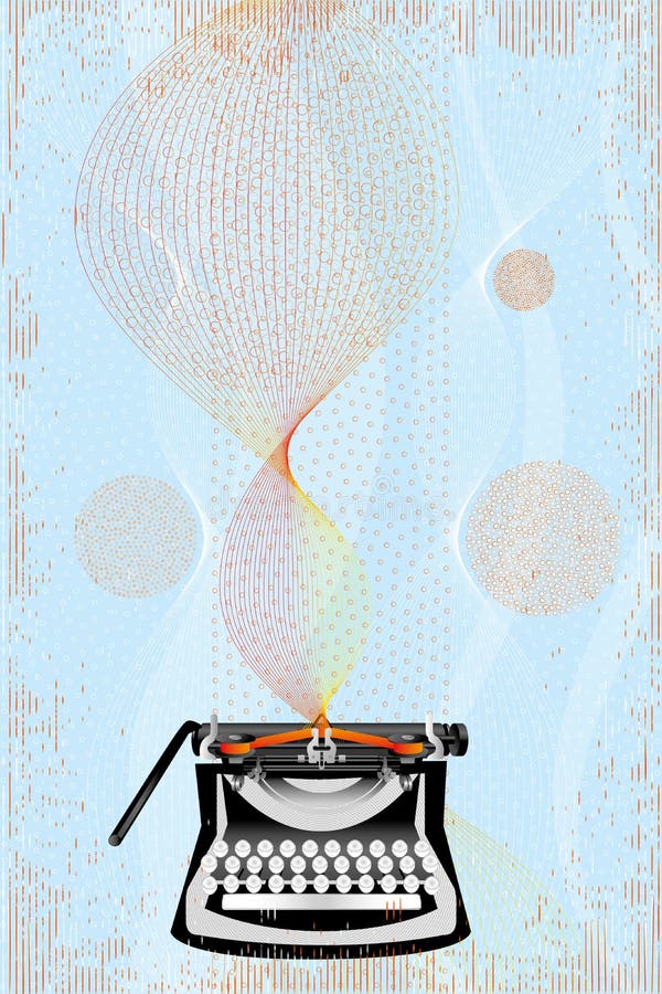 Creative Artwork with Typewriter on Poster Made by Waves and Circles ...