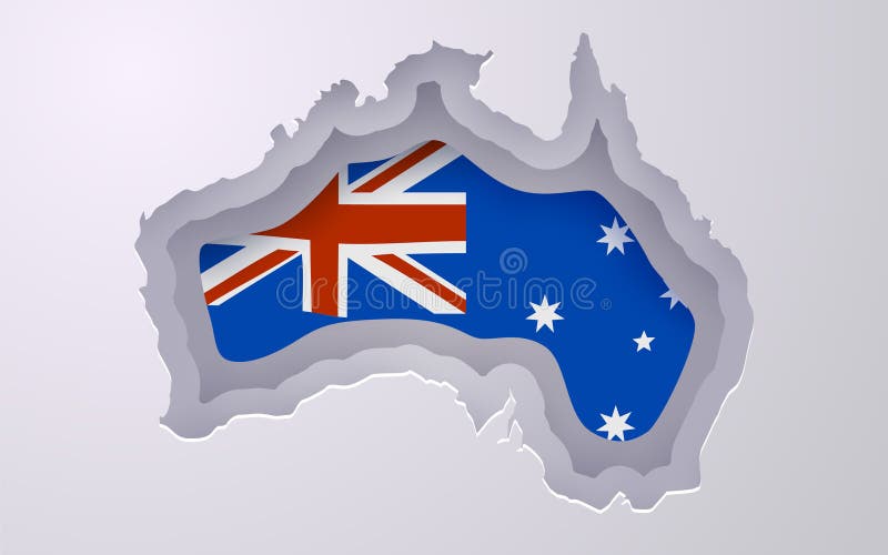 Creative Australia Map with Flag Colors in Paper Cut Style. Stock ...
