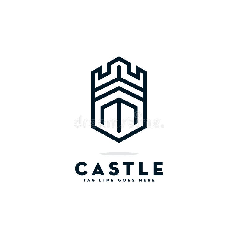 Creative Authentic Castle Tower Logo Design Linear Style Illustration ...