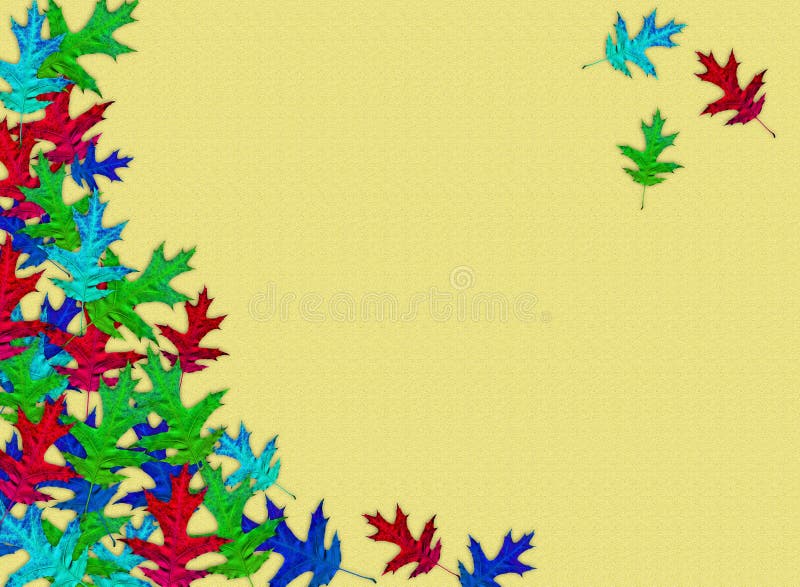 Creative Autumn Background. Rainbow Maple Leaves on a Yellow Background ...