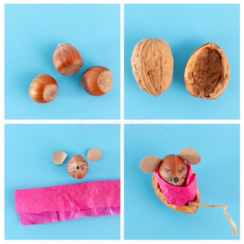 Creative Autumn-themed Mouse Craft, Sleeping in a Nutshell Bed with ...