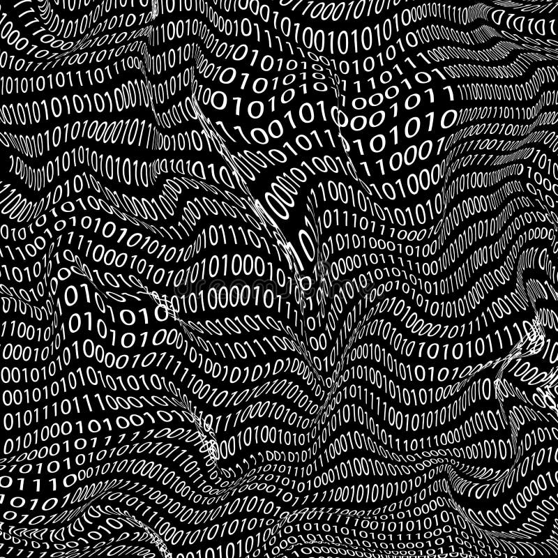 Abstract Binary Code in 3D Wave Style in Gold Colors. Technological Design Concept of Digital ...