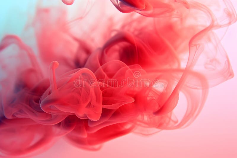 Red Cloud of Ink. Magic White Abstract Background. Red Watercolour ...