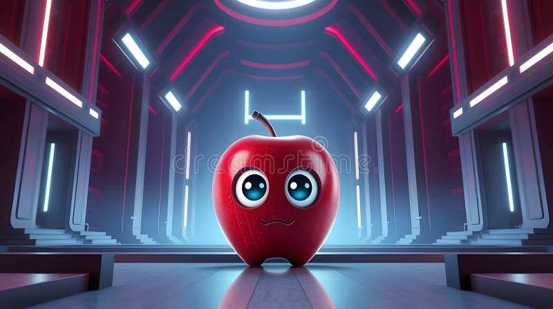 Fun Animated Apple with Personality on Original Creative Background for ...