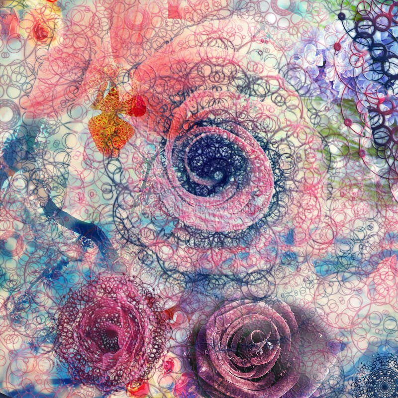 Creative Background with Floral Elements and Different Textures Stock ...