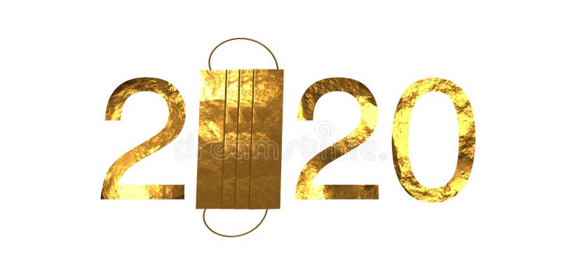 Golden 3d Number Year Isolated White Background Render 2080 Stock ...