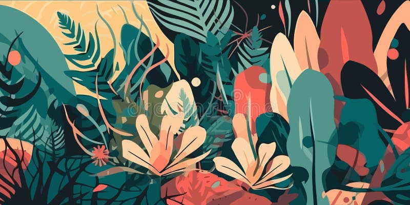 Creative Background Made of Tropical Leaves. Jungle Plants Stock ...