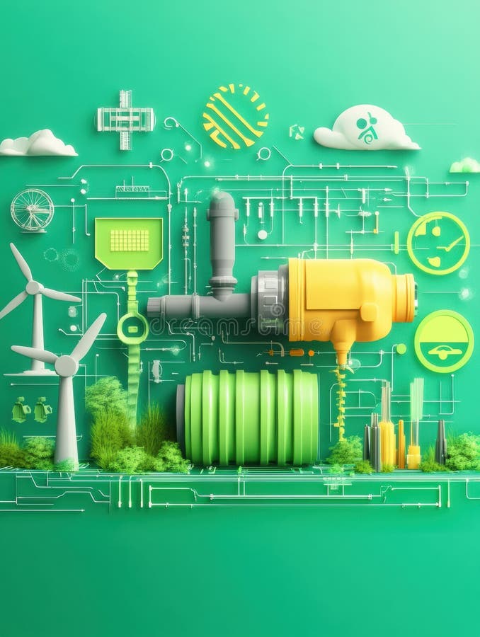 Creative Background of Powerful Engine and Contrasting Energy Icons in ...