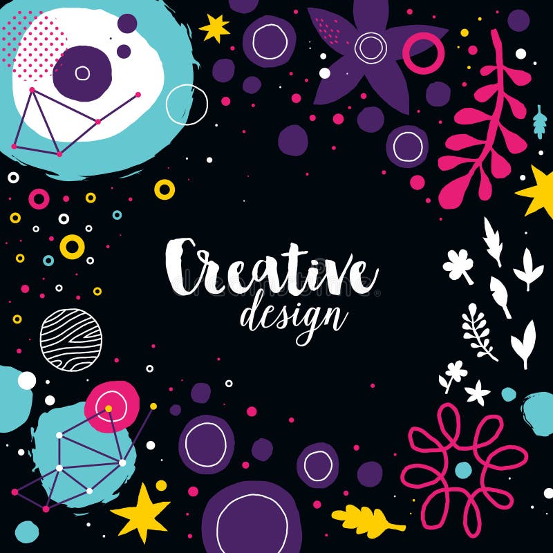 Creative Background Template with Abstract Hand Drawn Elements. Can Be ...