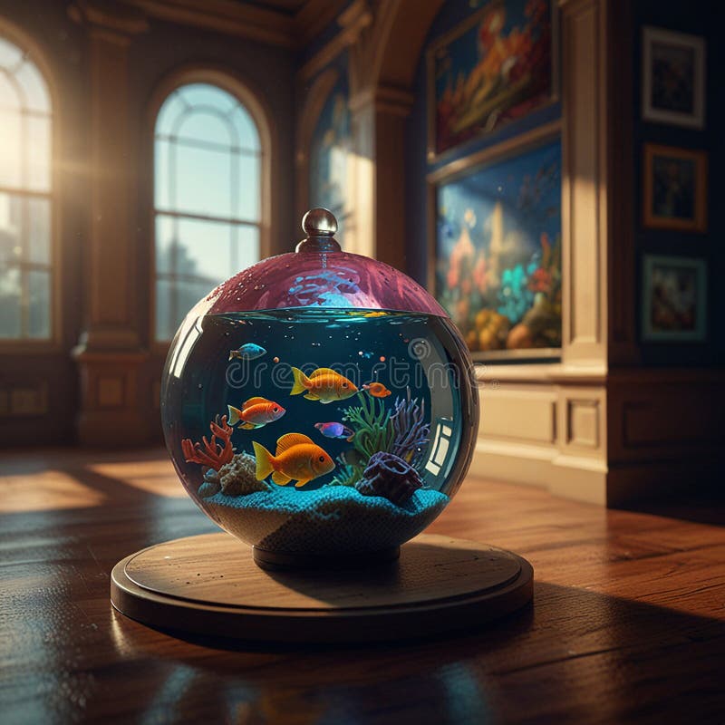 A Creative Ball Aquarium Interior Stock Illustration - Illustration of ...