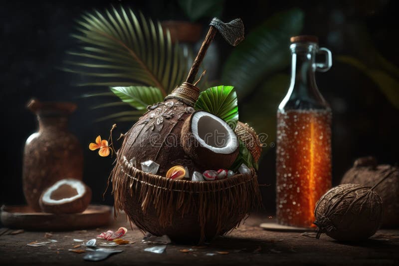 Creative Banner with Coconut. a Tropical Concept. AI Generation Stock ...