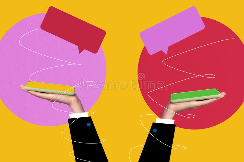 Creative Banner Collage of Two Hands Holding Showing with Gadget Screen ...