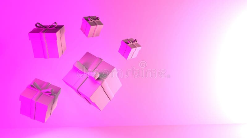 Creative Banner, 3d Rendering of Floating Gift Boxes with Ribbon Stock ...