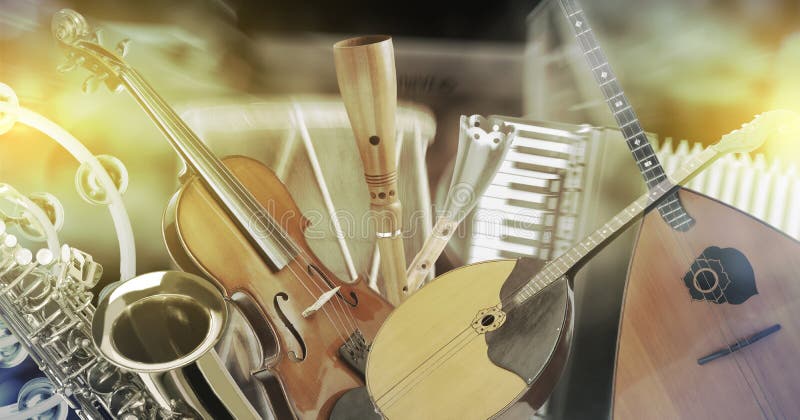 Creative Banner Design. Set of Different Musical Instruments Stock ...